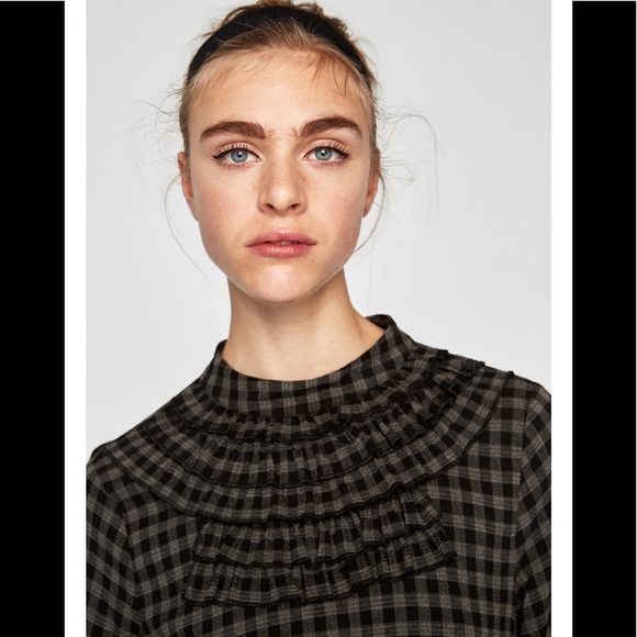 Zara | Tops | Zara Ruffled Blouse With Elastic Detail | Poshmark